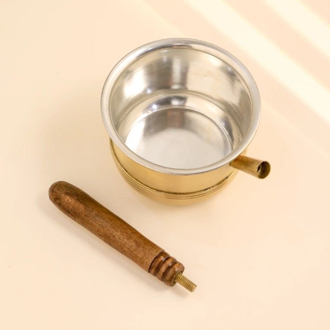 Brass Tea Pan with Wooden Handle – Designed for Smooth, Stylish Brewing ...